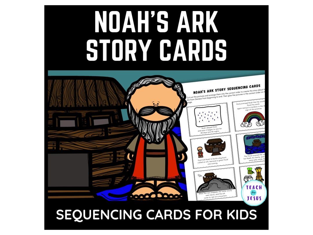 Noah's Ark Bible Story Sequencing Cards for Sunday School Lessons ...