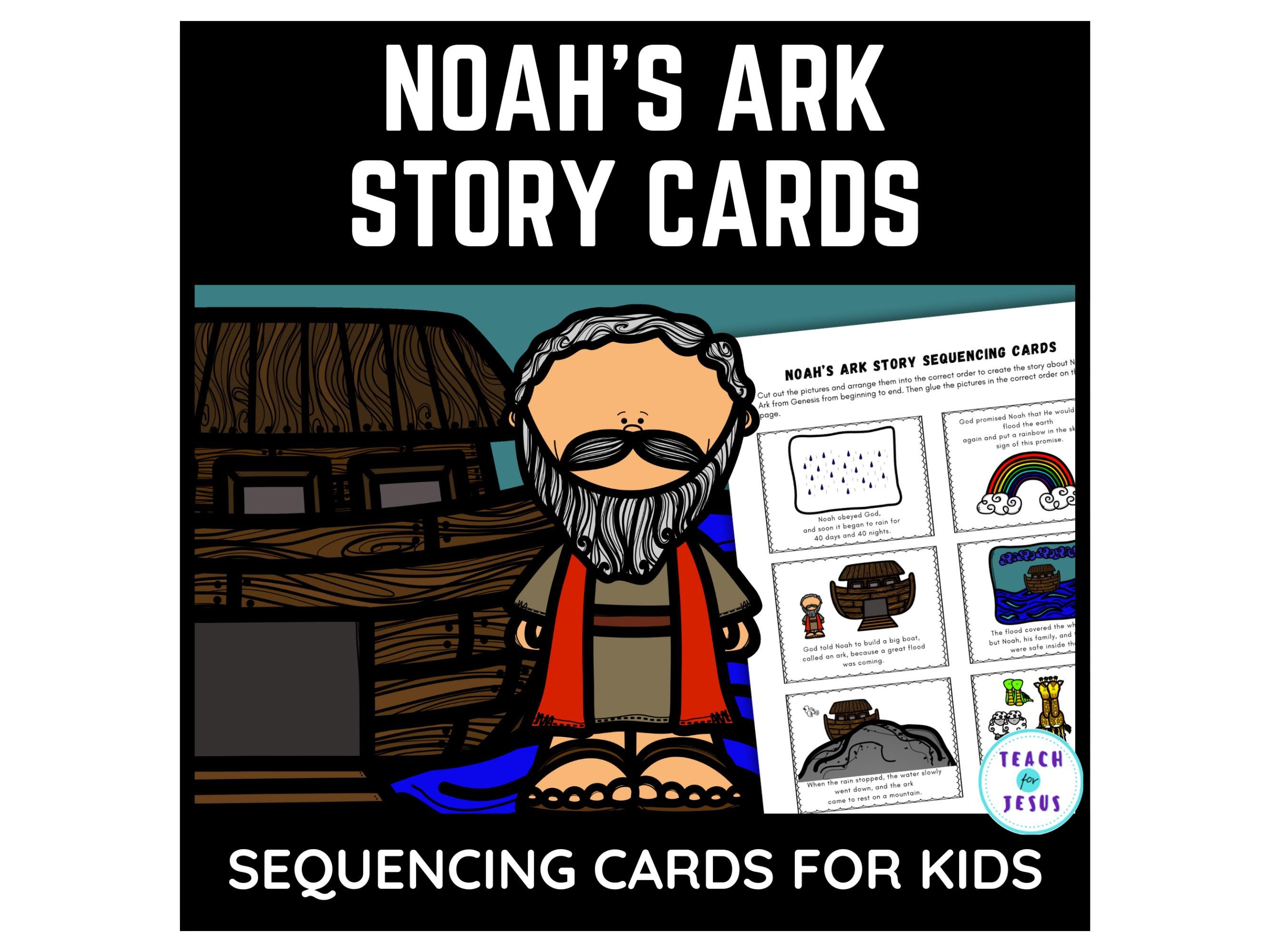 Noah's Ark Bible Story Sequencing Cards for Sunday School Lessons ...