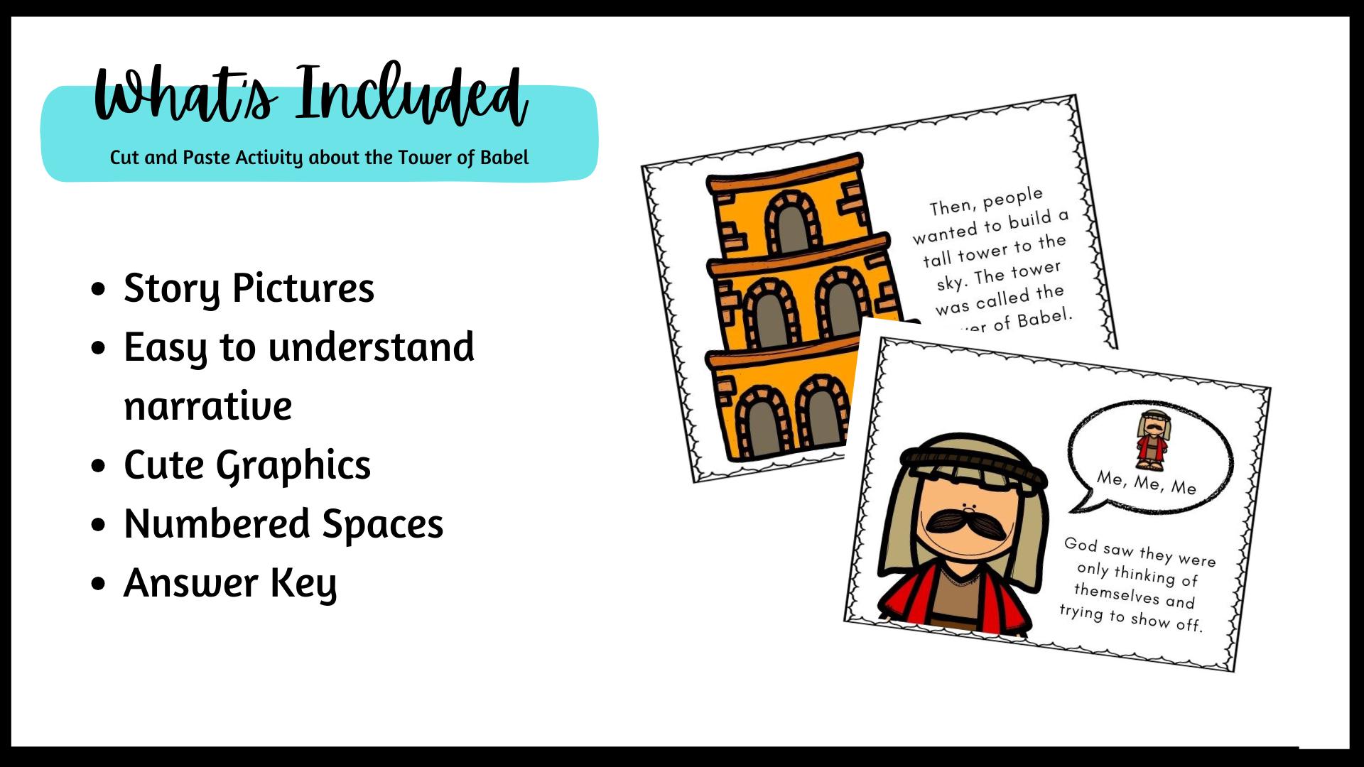 The Tower of Babel Bible Story Sequencing Cards for Sunday School ...