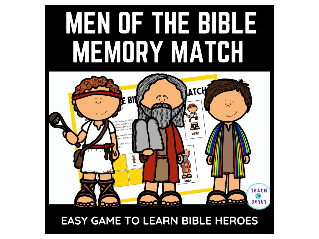 Men of the Bible Printable Memory Match Game About Heroes From Bible ...