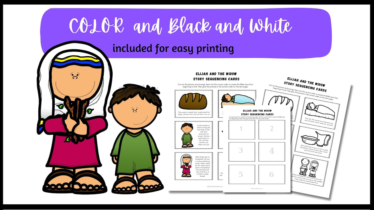 Elijah and the Widow Easy Bible Craft and Story Sequencing Cards for ...