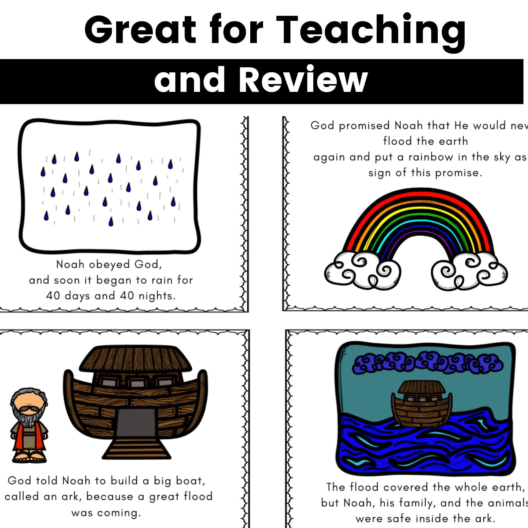 Noah's Ark Bible Story Sequencing Cards for Sunday School Lessons ...