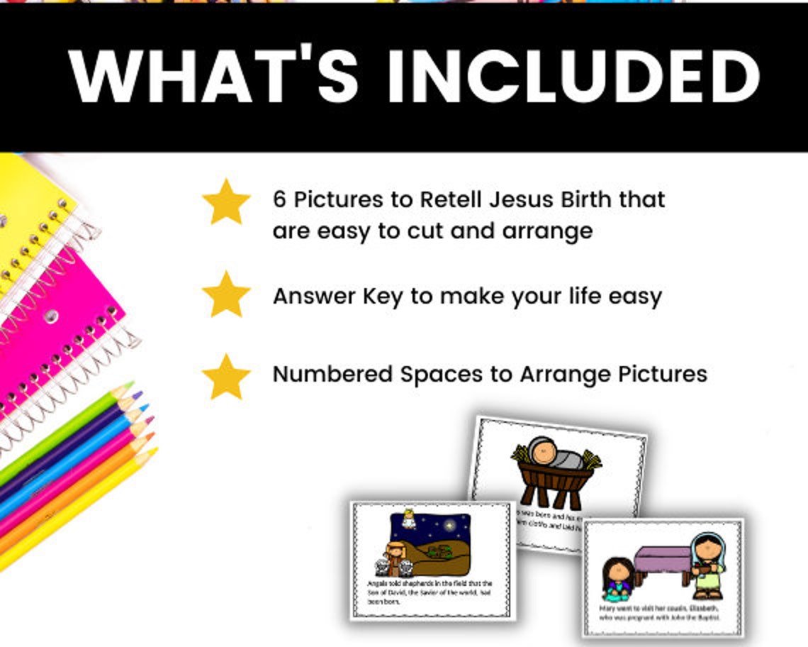 Preschool Birth of Jesus Nativity Story Cards for Sunday School Classes ...