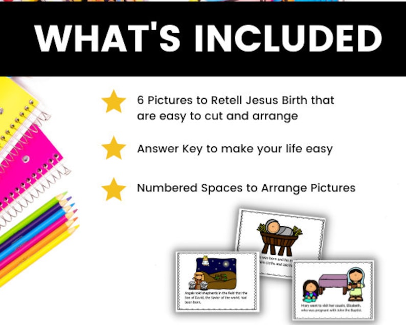 Preschool Birth of Jesus Nativity Story Cards for Sunday School Classes ...