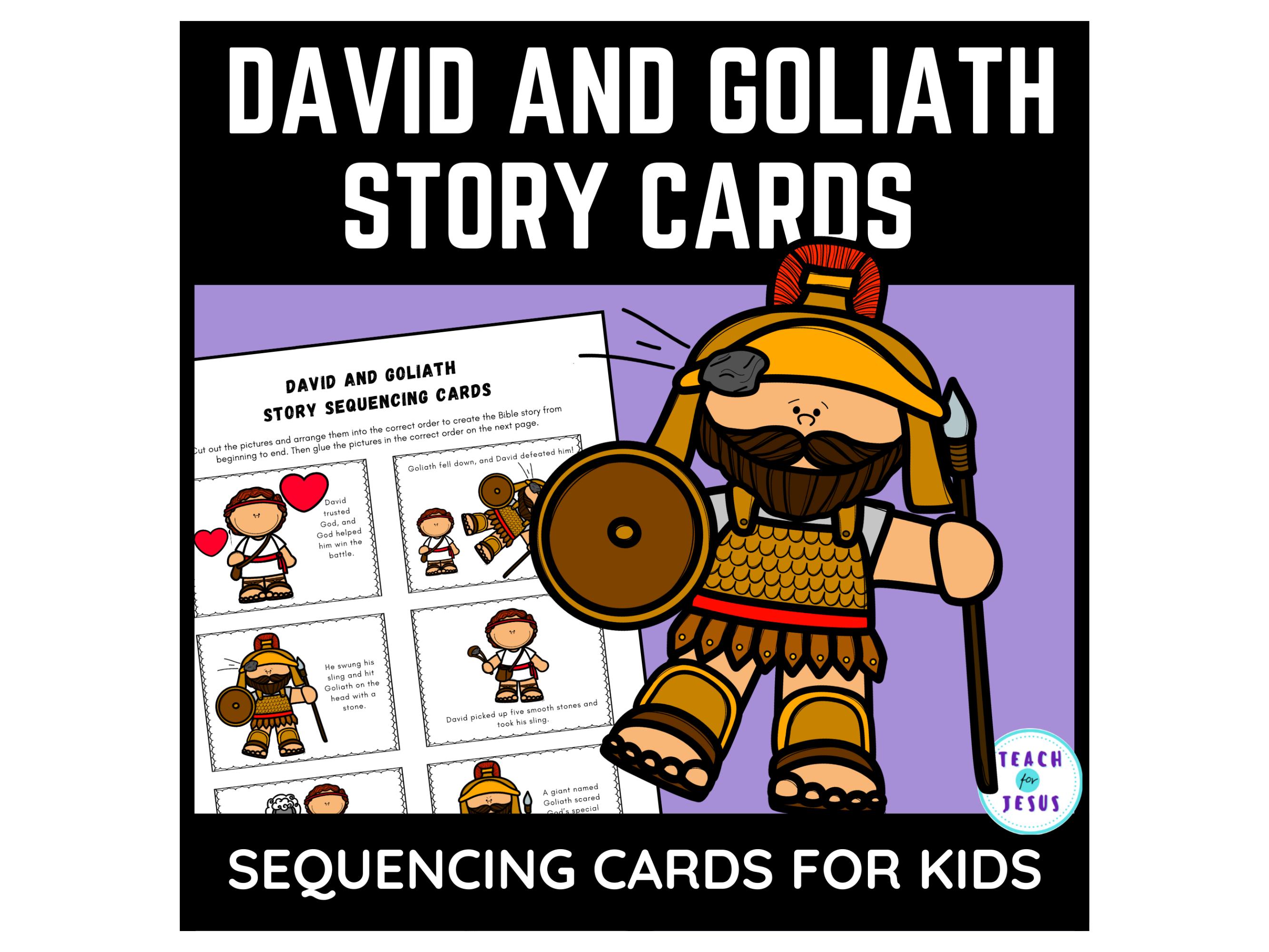David and Goliath Bible Story Sequencing Cards for Sunday School ...