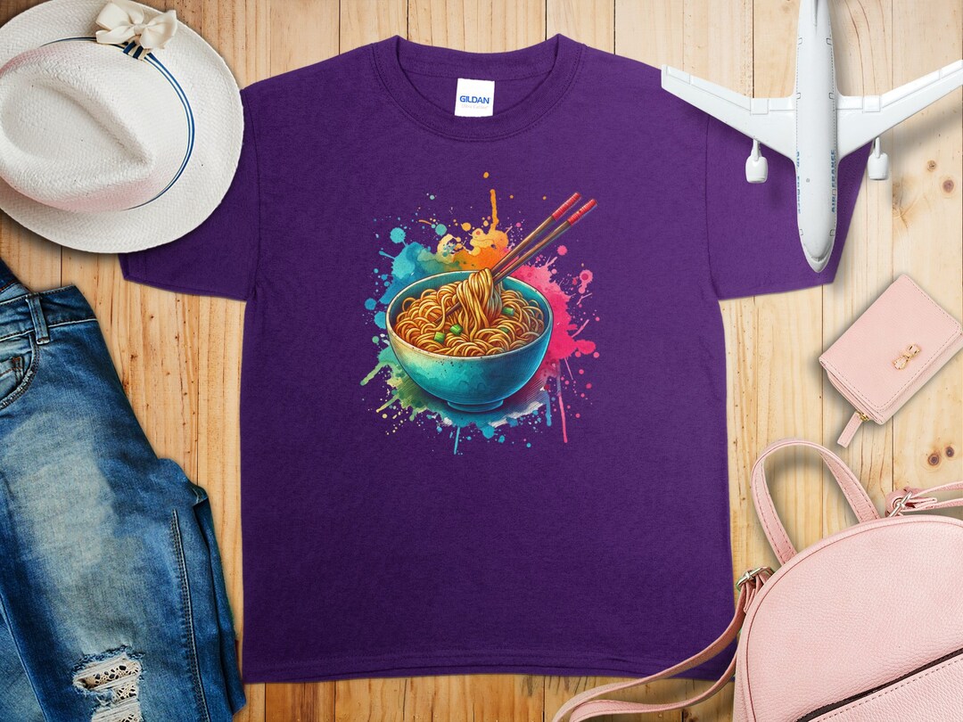 Youth Tshirt Colorful Ramen Noodle Bowl T-shirt, Artistic Foodie ...