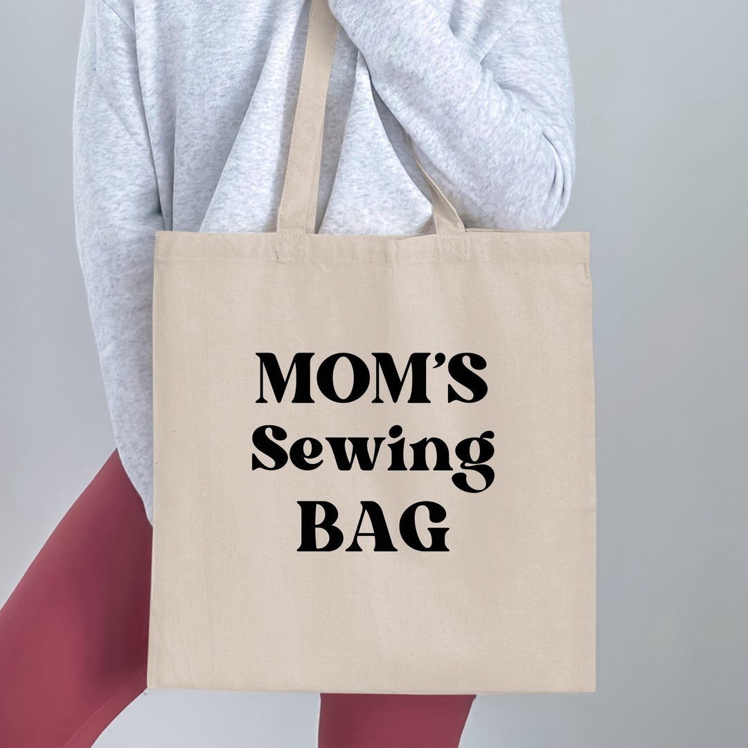 Mom's Sewing Bag Text, Craft Tote for Women, Black and White Lettering ...