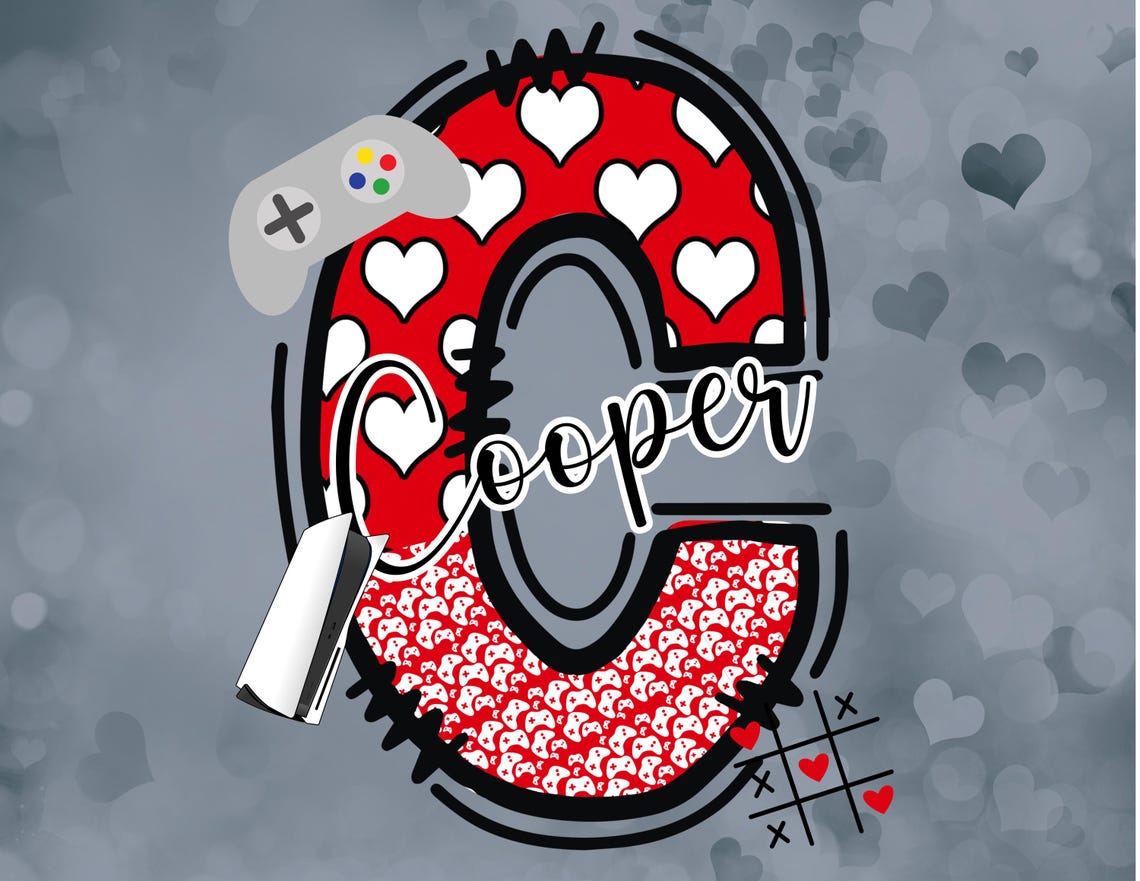 Valentine Alphabet | Red Heart & Gaming Controller Letters and Numbers ...