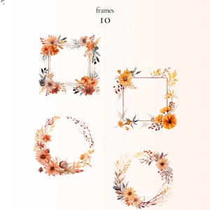 Watercolor Fall Roses Clipart – 60 Cream Floral Designs (digital ...