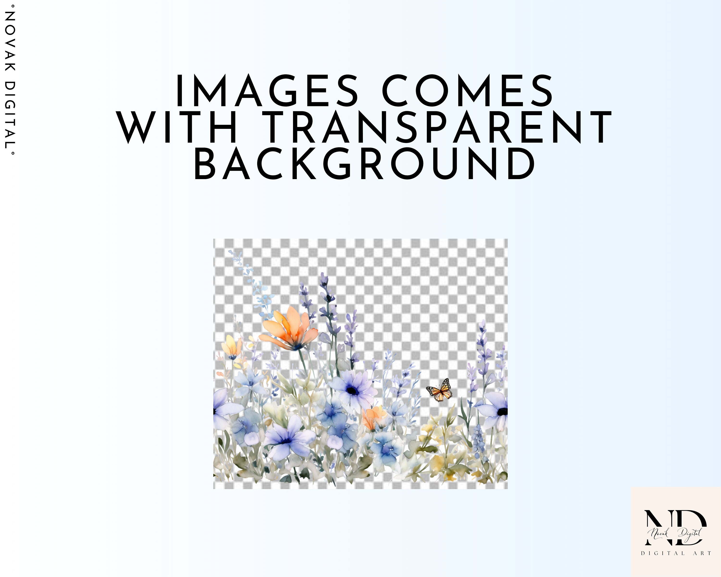 Watercolor Floral Blue & Indigo Borders Clipart 42 PNG - Etsy