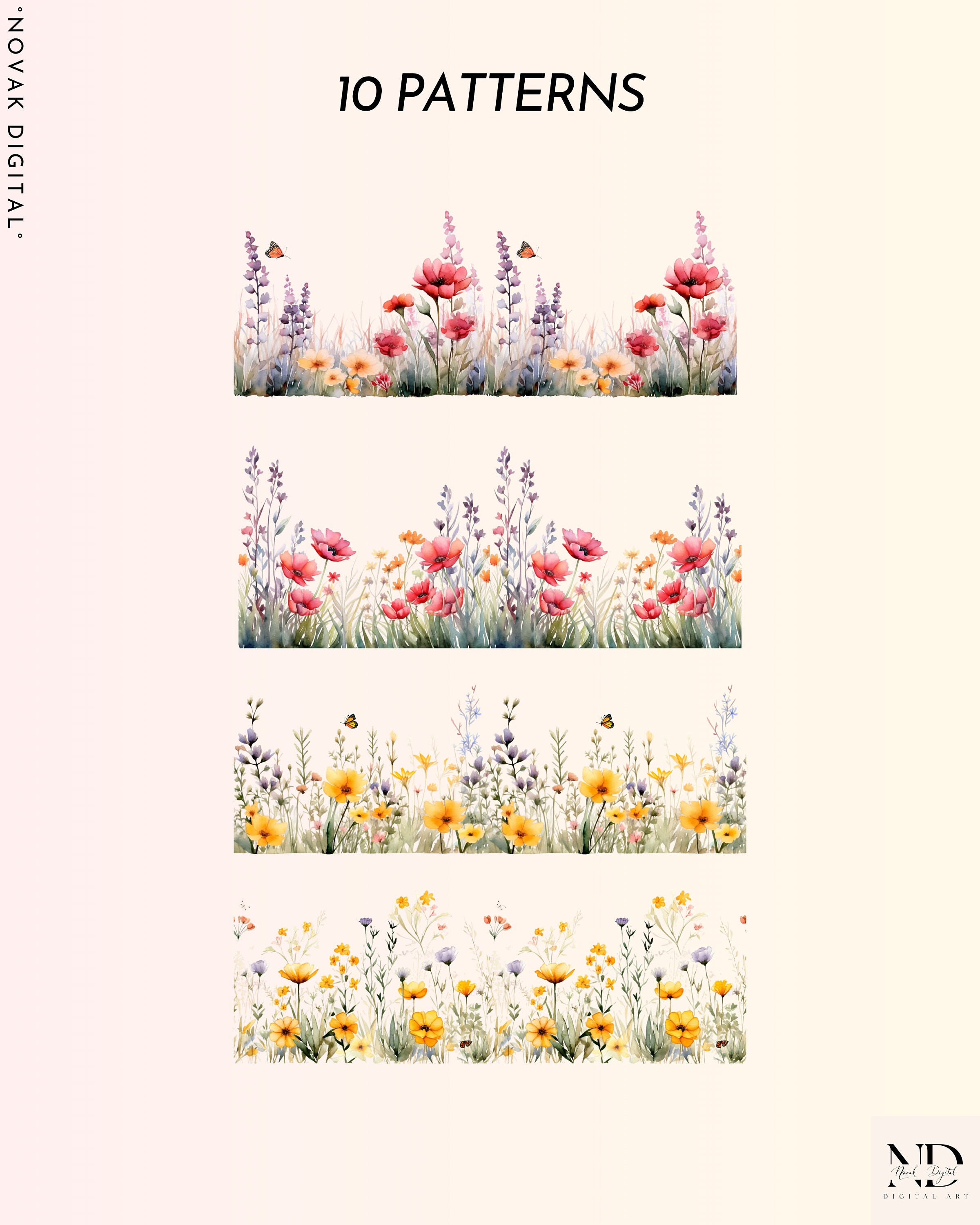 Watercolor Floral Yellow & Red Borders Clipart 42 PNG - Etsy