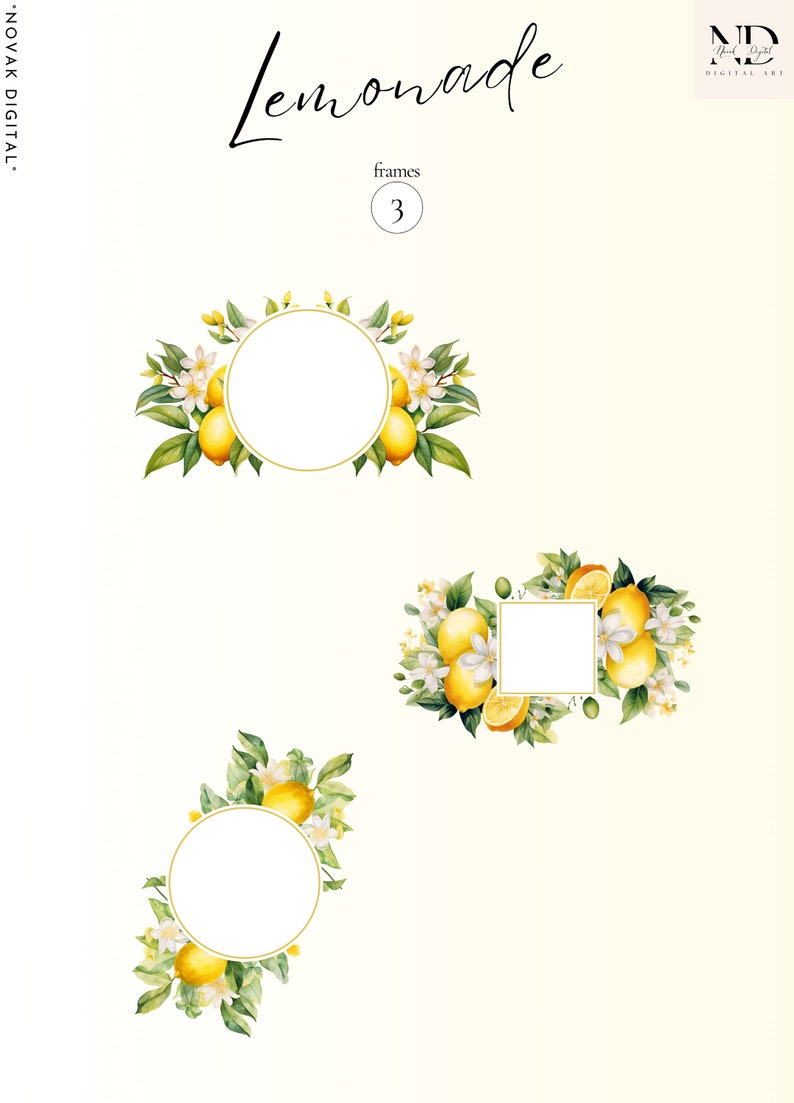Watercolor Lemon Clipart PNG Set of 20 , Lemon Flowers Bouquet PNG ...