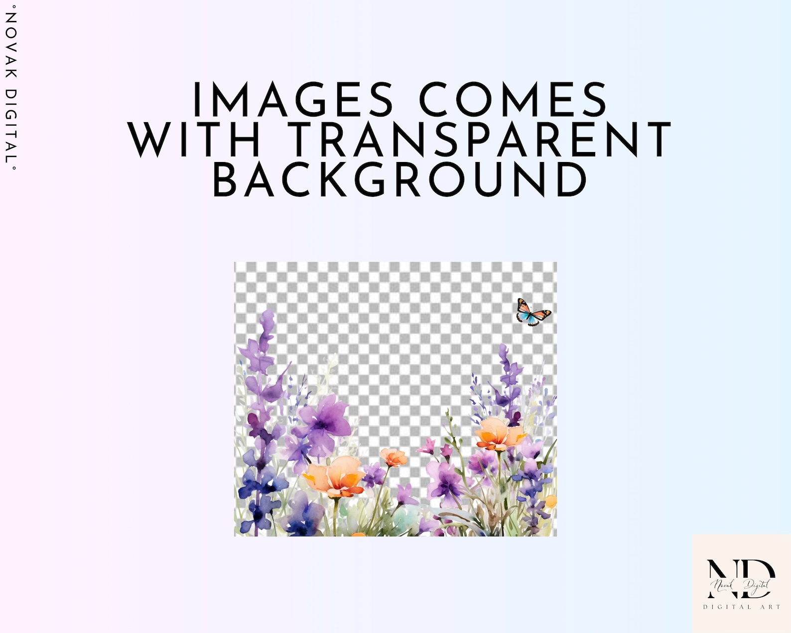 Watercolor Floral Blue & Purple Borders Clipart 42 PNG Watercolor ...