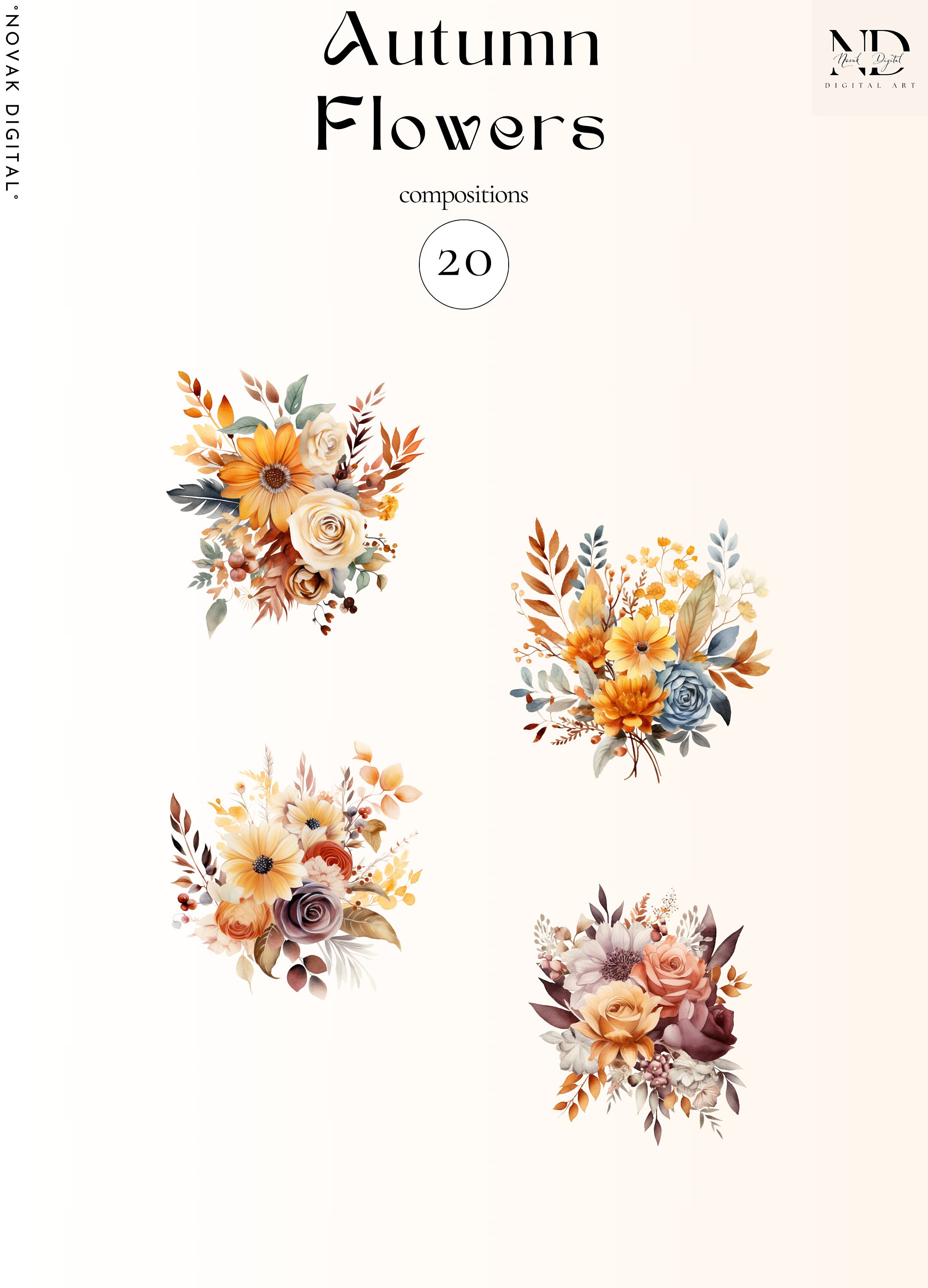 Watercolor Fall Flowers Clipart Fall Decor Clipart Floral - Etsy