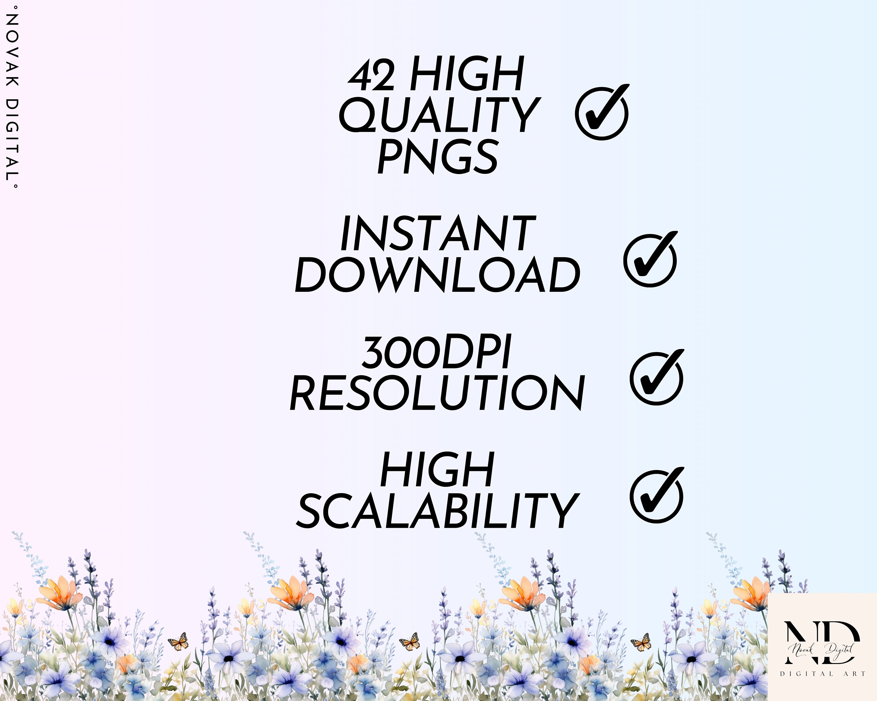 Watercolor Floral Blue & Purple Borders Clipart 42 PNG Watercolor ...