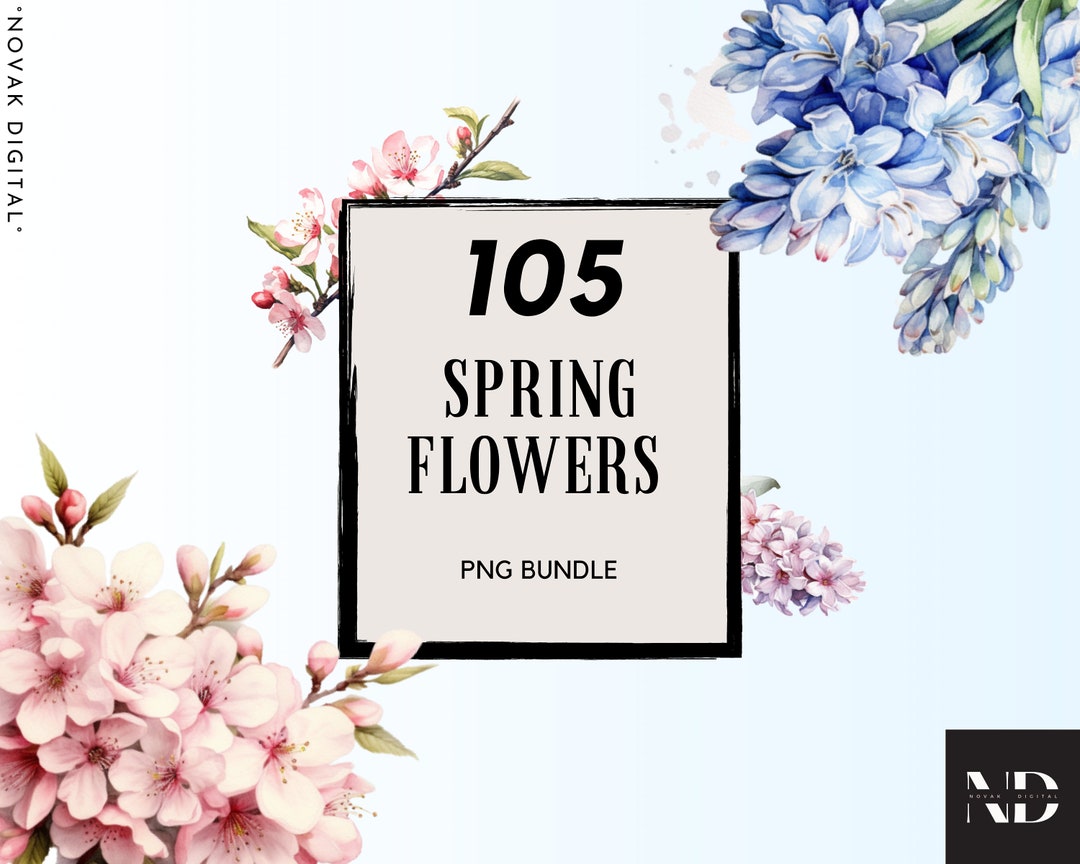 Watercolor Spring Floral Clipart PNG Graphic Bundle, Flowers Bouquet ...
