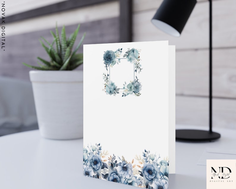 Watercolor Dusty Blue Floral Clipart PNG Graphic Bundle, Blue Flowers ...