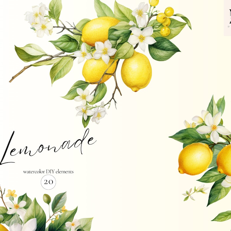 Lemon Watercolor Clipart - Etsy