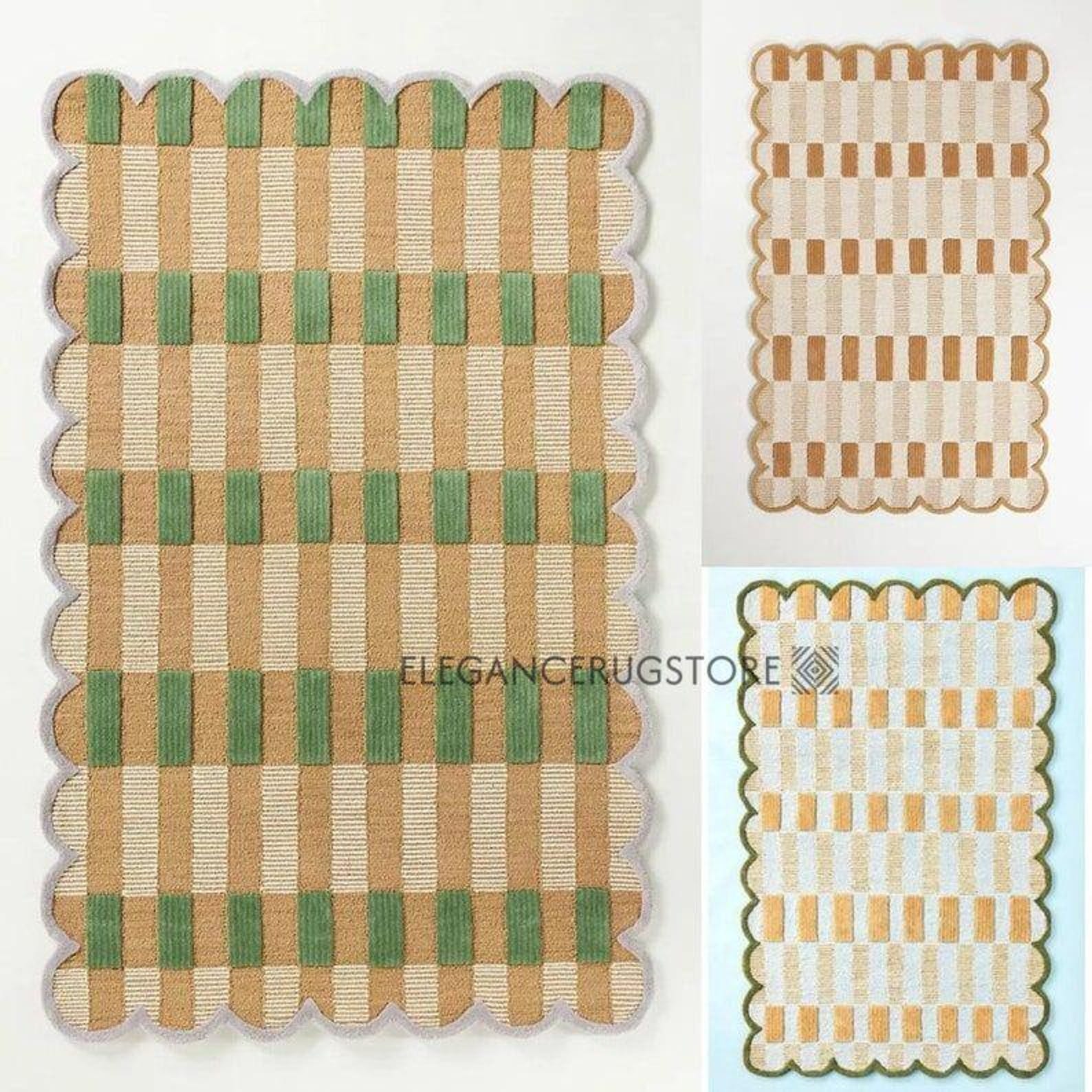 Matilda Goad Plaid Green With Brown Colored Hand Tufted Rug Luxurious ...