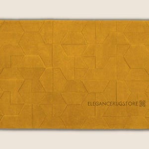 Abstract Designer Mustard Yellow Hand Tufted Wool Rug Modern Rug 3x5 ...