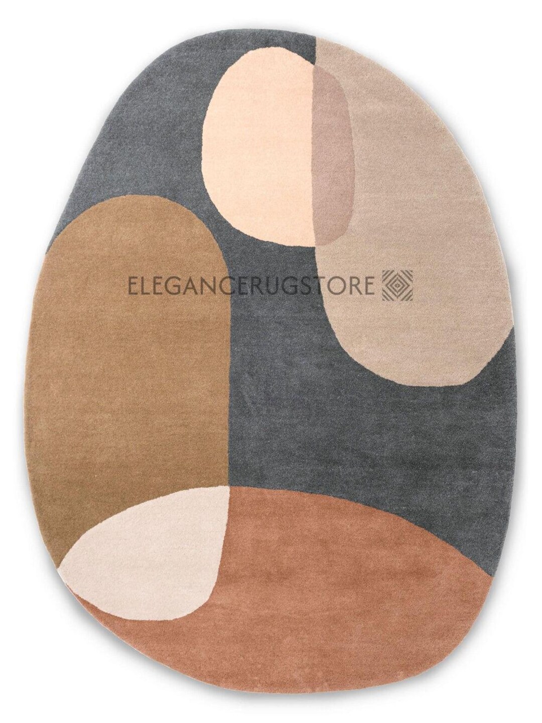 Hand Tufted Oval Rug Mid Century Modern Handmade Area Rug Colorful 5x8 ...