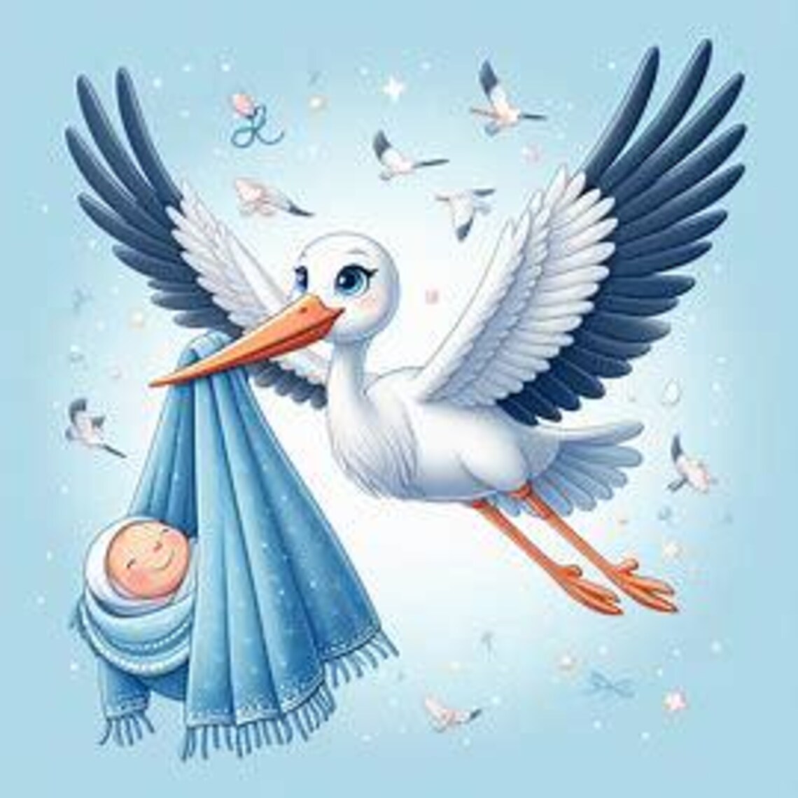 Stork, Baby, Child, Stork Brings Baby, Stork Carries Baby, Birth ...