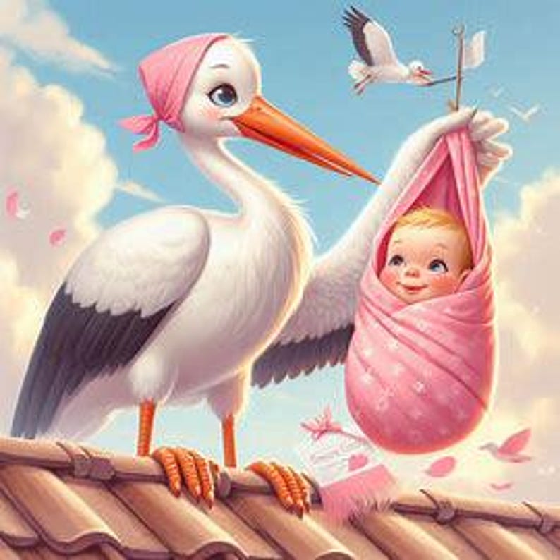 Stork, Baby, Child, Stork Brings Baby, Stork Carries Baby, Birth ...