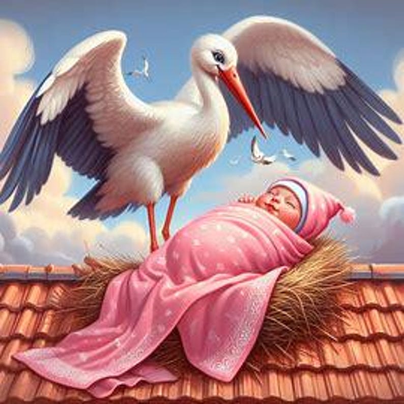 Stork, Baby, Child, Stork Brings Baby, Stork Carries Baby, Birth ...