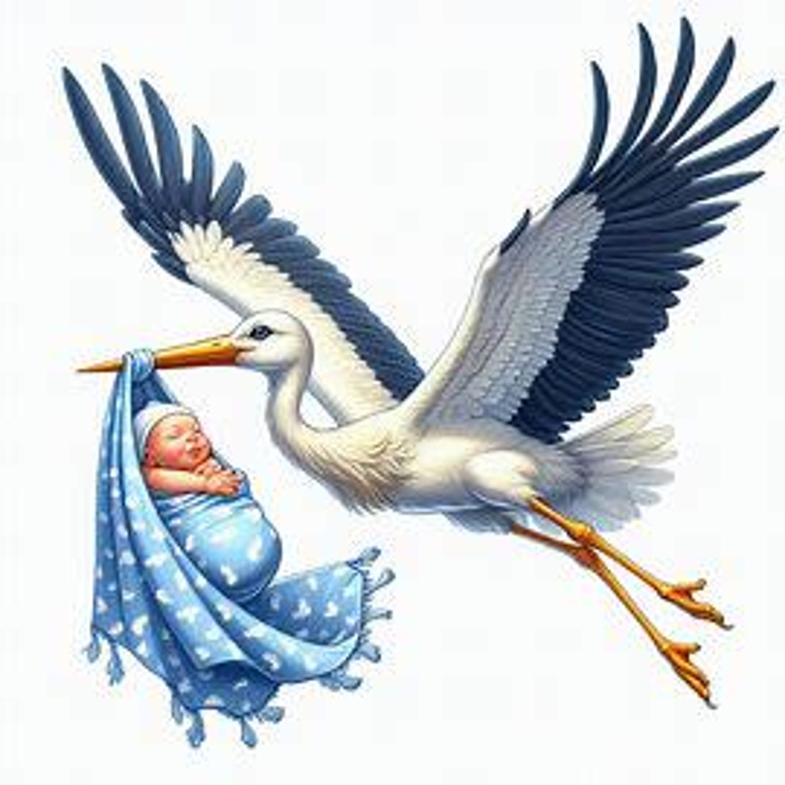 Stork, Baby, Child, Stork Brings Baby, Stork Carries Baby, Birth ...