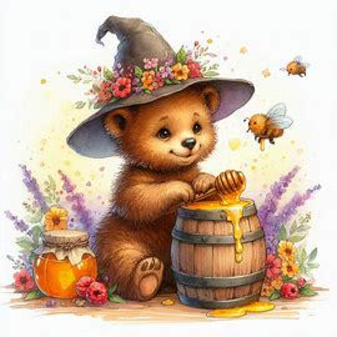 Teddy Bear With Honey, Bear, Bear, Honey, Bear With Honey - Etsy