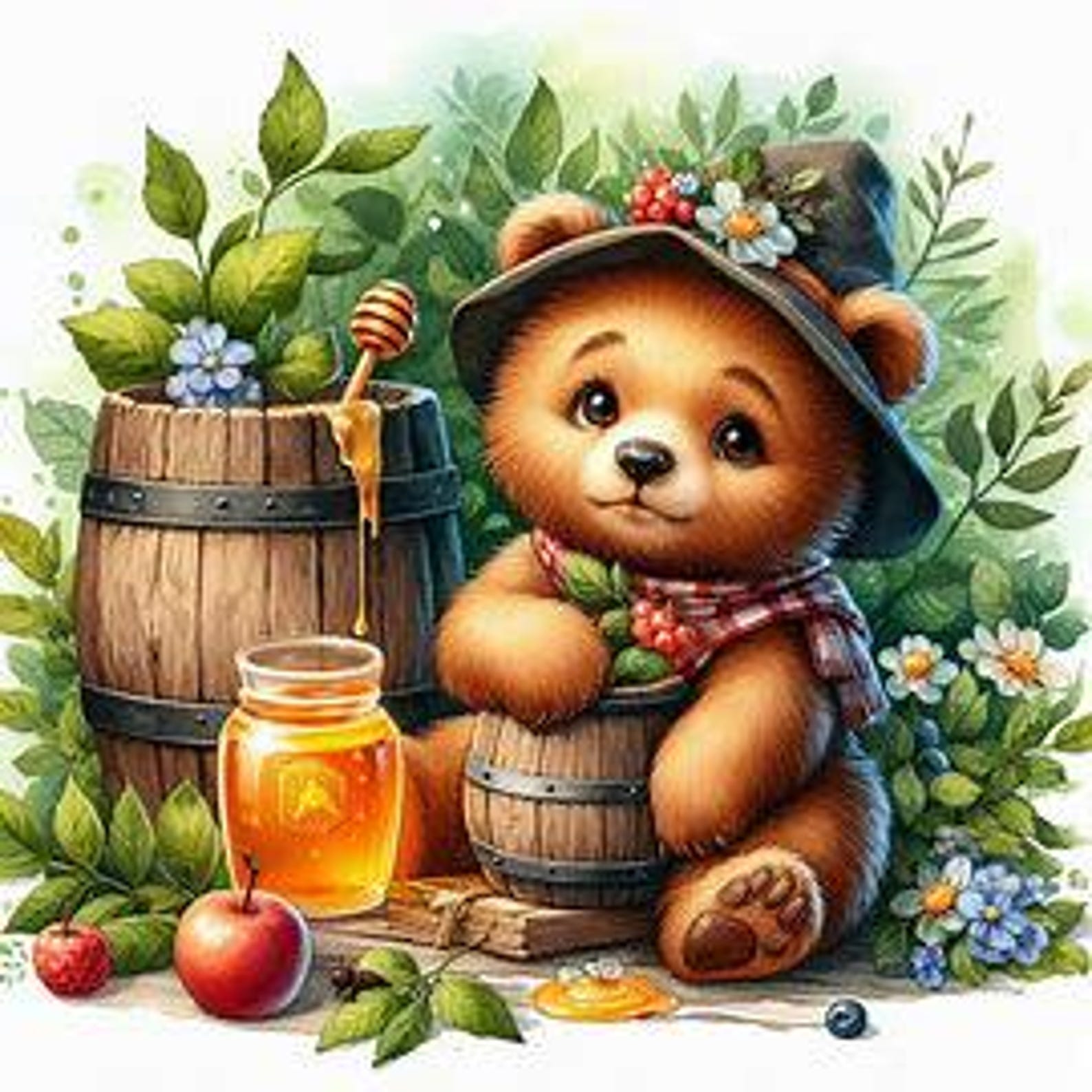 Teddy Bear With Honey, Bear, Bear, Honey, Bear With Honey - Etsy