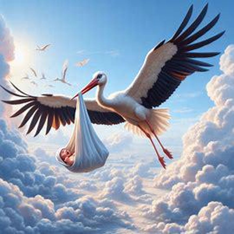 Stork, Baby, Child, Stork Brings Baby, Stork Carries Baby, Childbirth ...