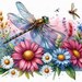 Dragonfly. Flowers. - Etsy