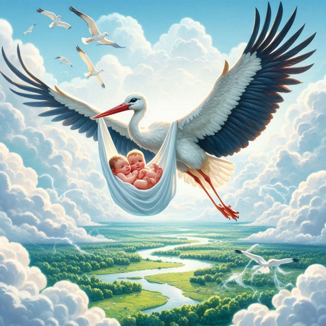 Stork, Baby, Child, Stork Brings Baby, Stork Carries Baby, Birth ...