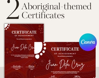 Aboriginal Certificate Template V2, Canva File Editable, 2-in-1 ...