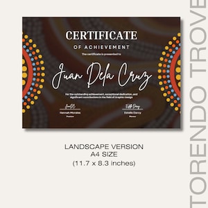 Aboriginal Certificate Template V2, Canva File Editable, 2-in-1 ...