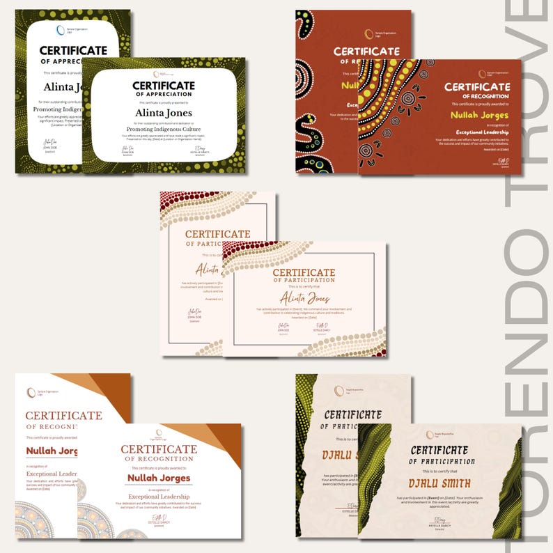 10 Aboriginal Certificate Template Bundle 1, Canva File Editable ...
