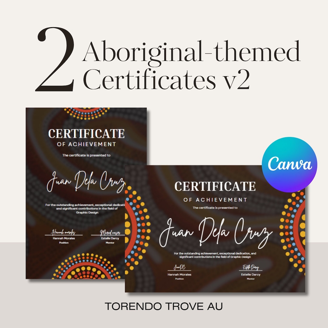 Aboriginal Certificate Template V2, Canva File Editable, 2-in-1 ...