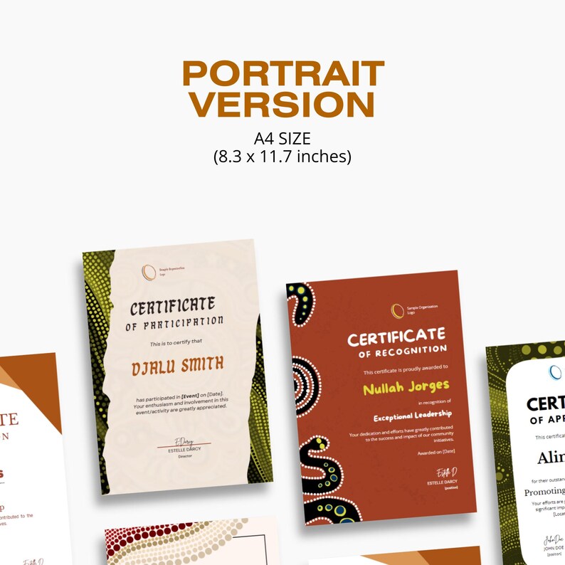 10 Aboriginal Certificate Template Bundle 1, Canva File Editable ...