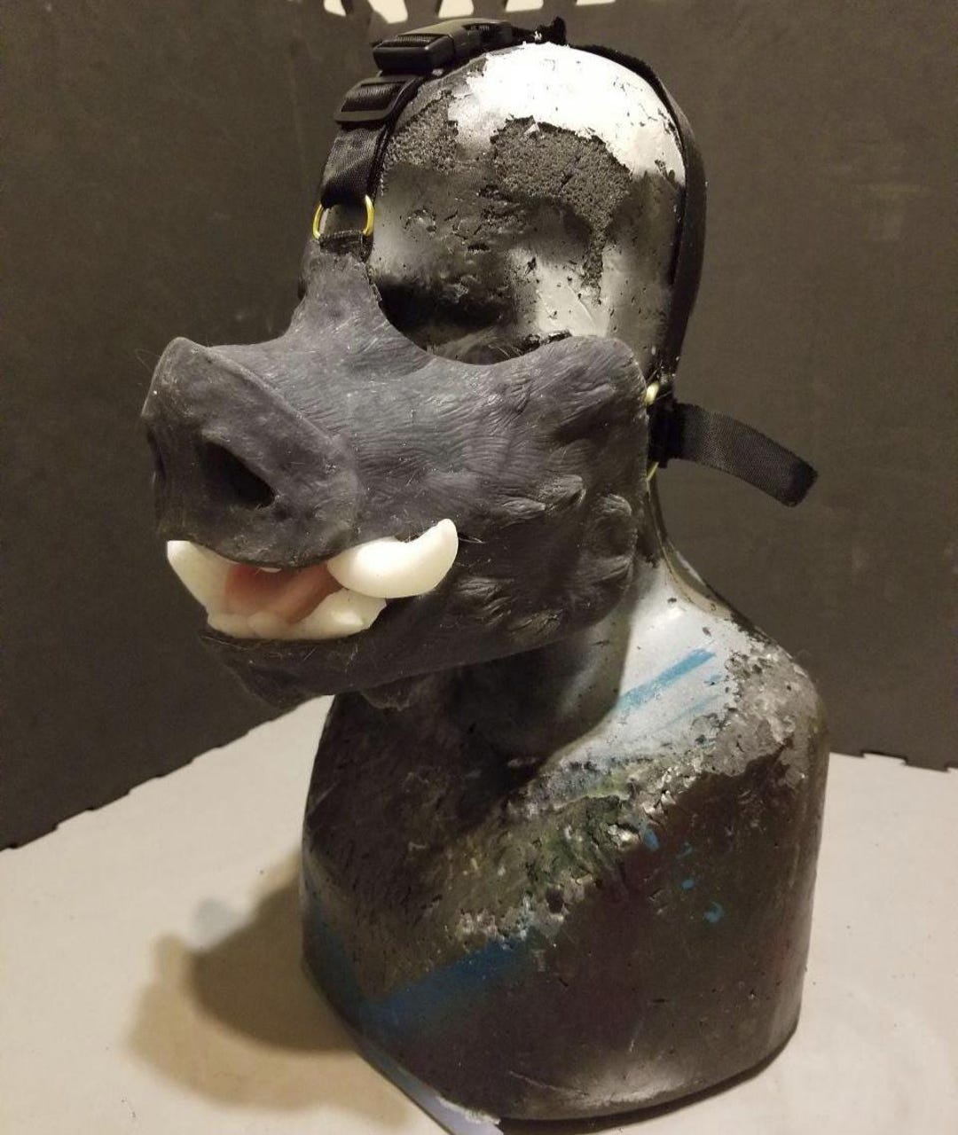 Silicone Boar Pig Hog Half Mask Costume Cosplay Samurai LARP Fursuit ...