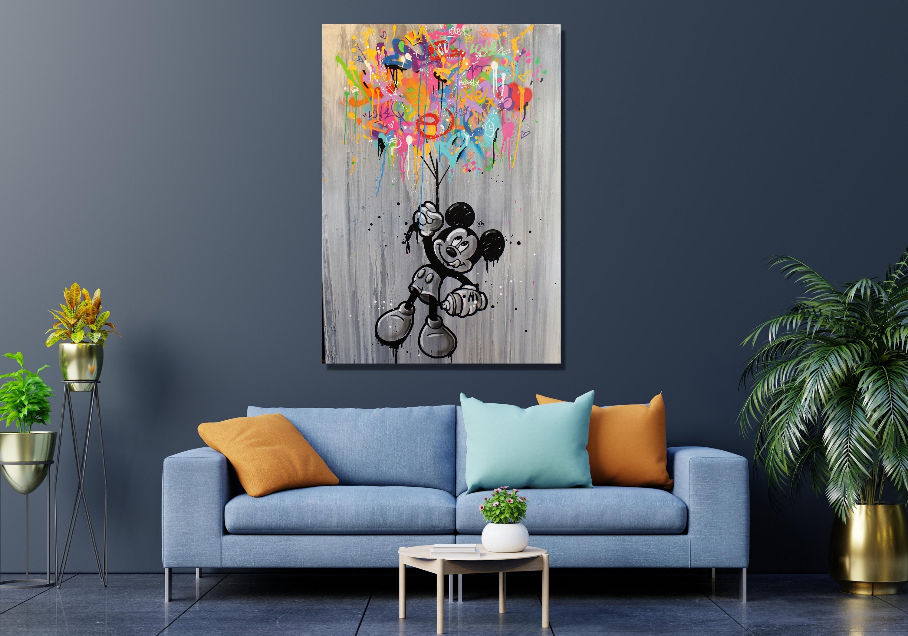 Banksy Mickey Mouse Canvas Wall Art poster Art Print Wrapped Wooden ...