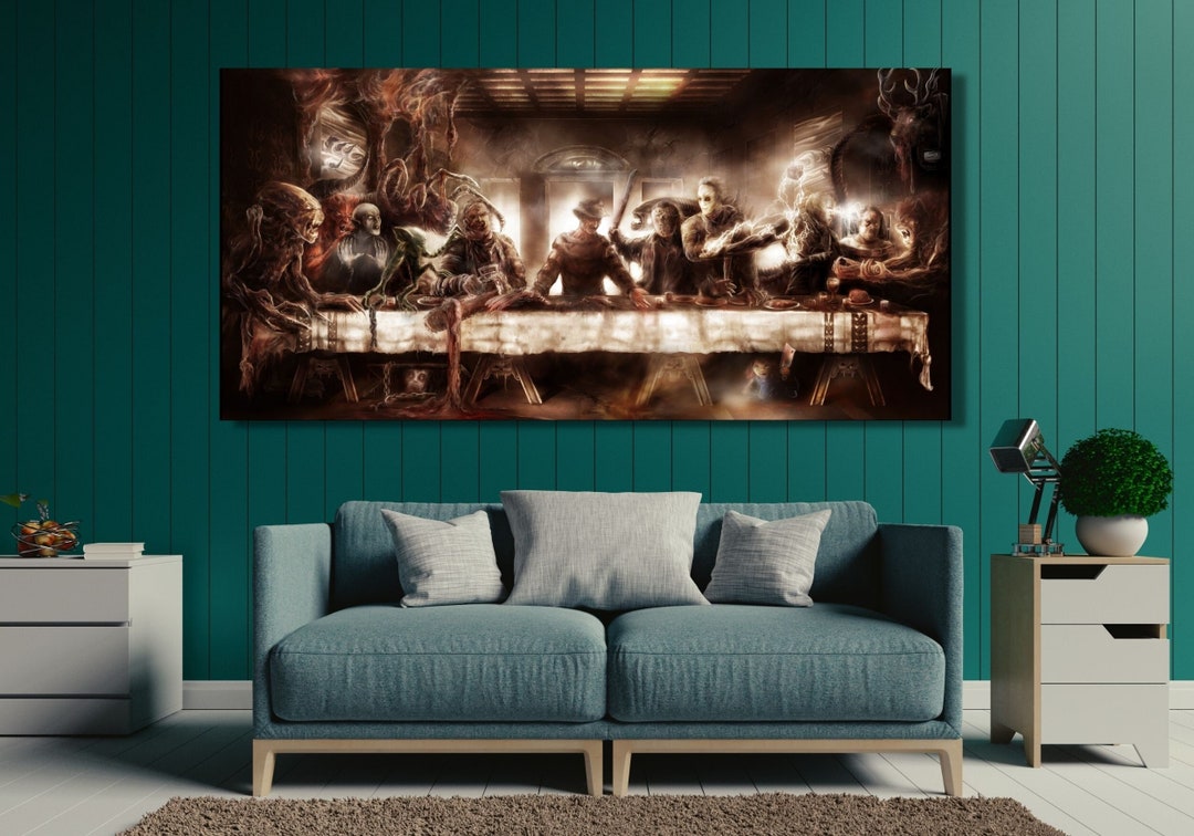 Last Supper Monster Canvas Wall Art, Last Supper Zombies Poster Print ...