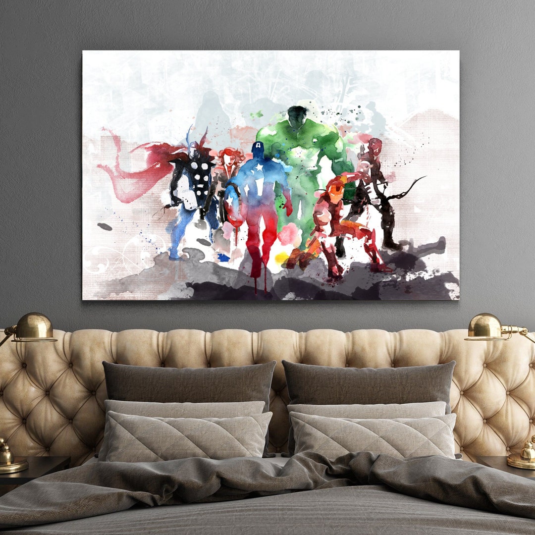 Avengers Watercolor Canvas Wall Art,avengers Poster,extra Large Wall ...