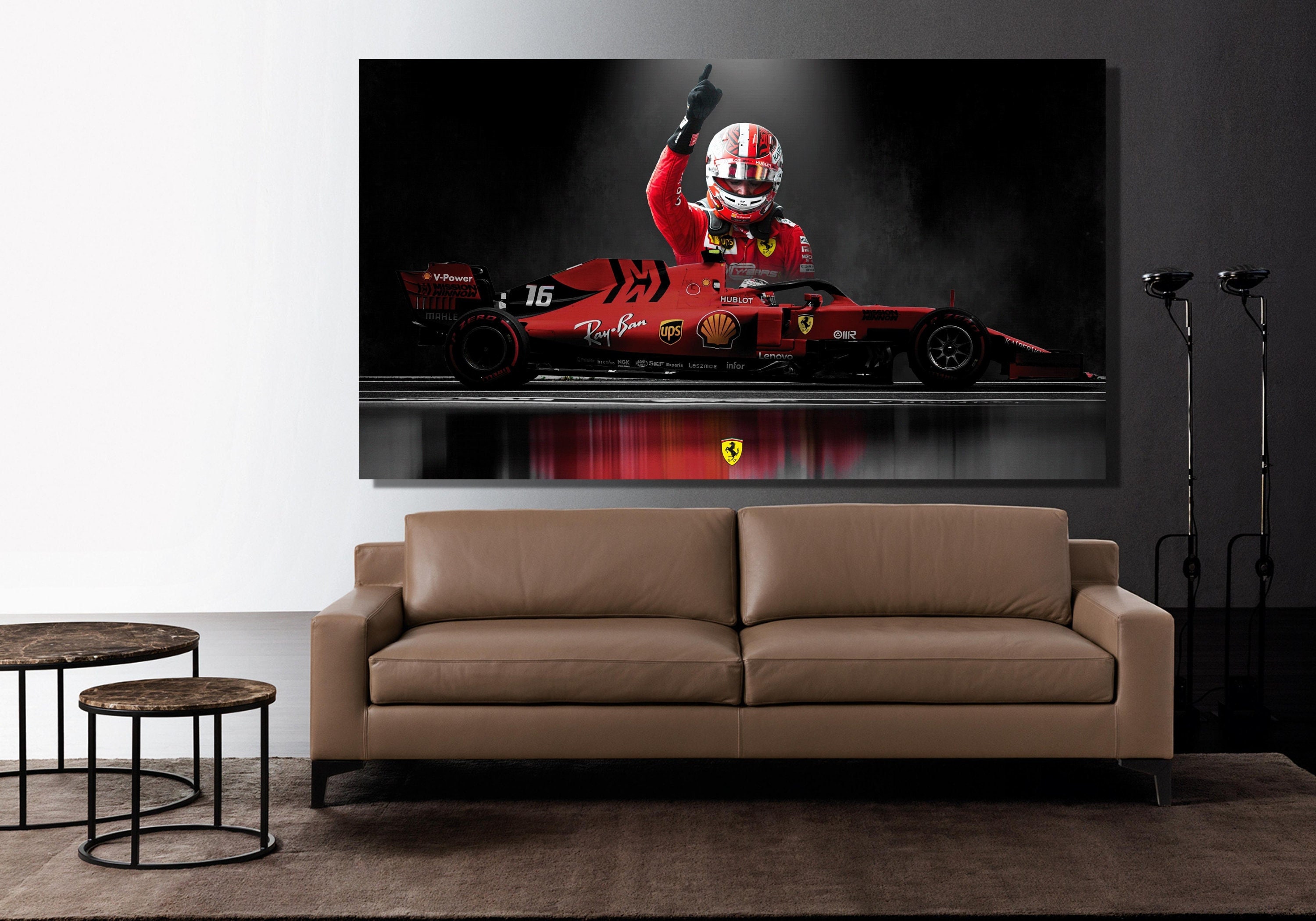 Charles Leclerc Framed Canvas Wall Art,grand Prix Wall Art, Charles Leclerc Poster, Ferrari ...