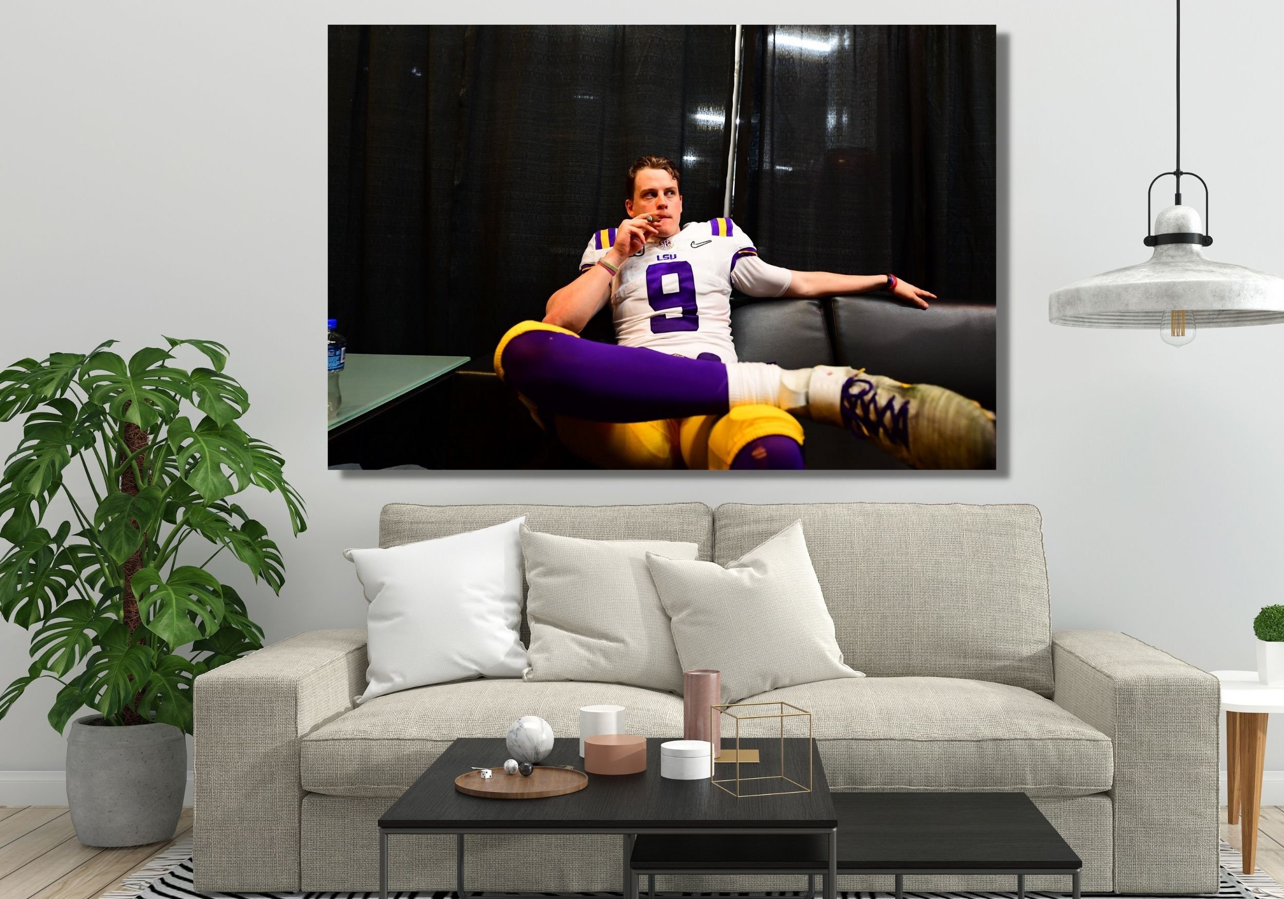 Joe Burrow Smoking Cigar Ready to Hang Canvas Wall Art , Joe Burrow ...