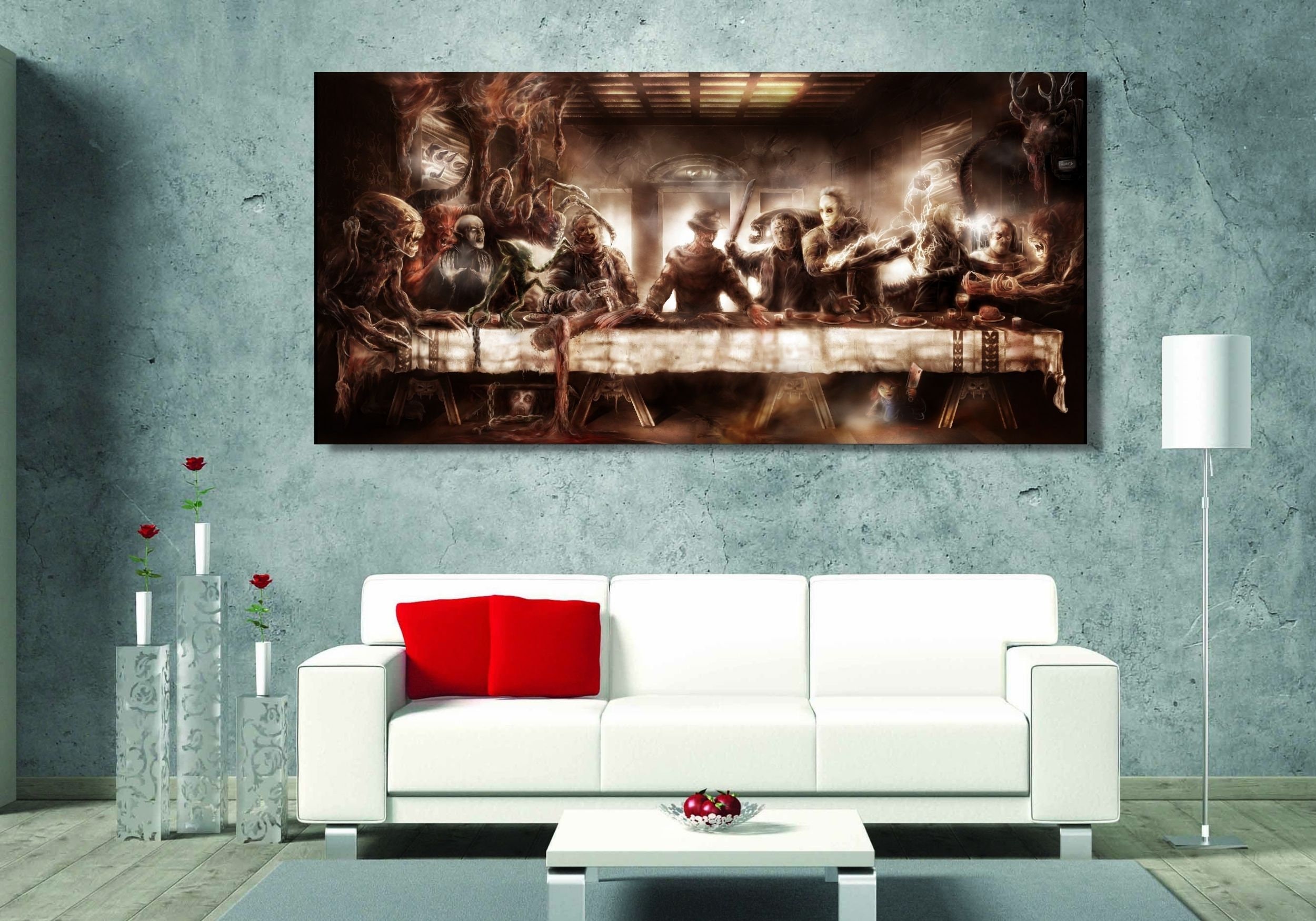 Last Supper Monster Canvas Wall Art, Last Supper Zombies Poster Print ...