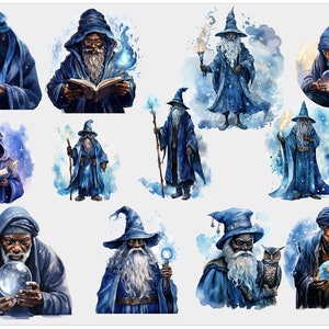 Watercolor Clip Art Blue Wizards & Dwarves Volume 1 - Etsy