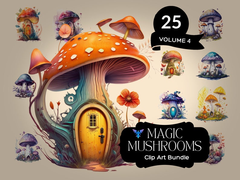 Magical Mushroom Houses Clip Art Bundle Volume 4 - Etsy