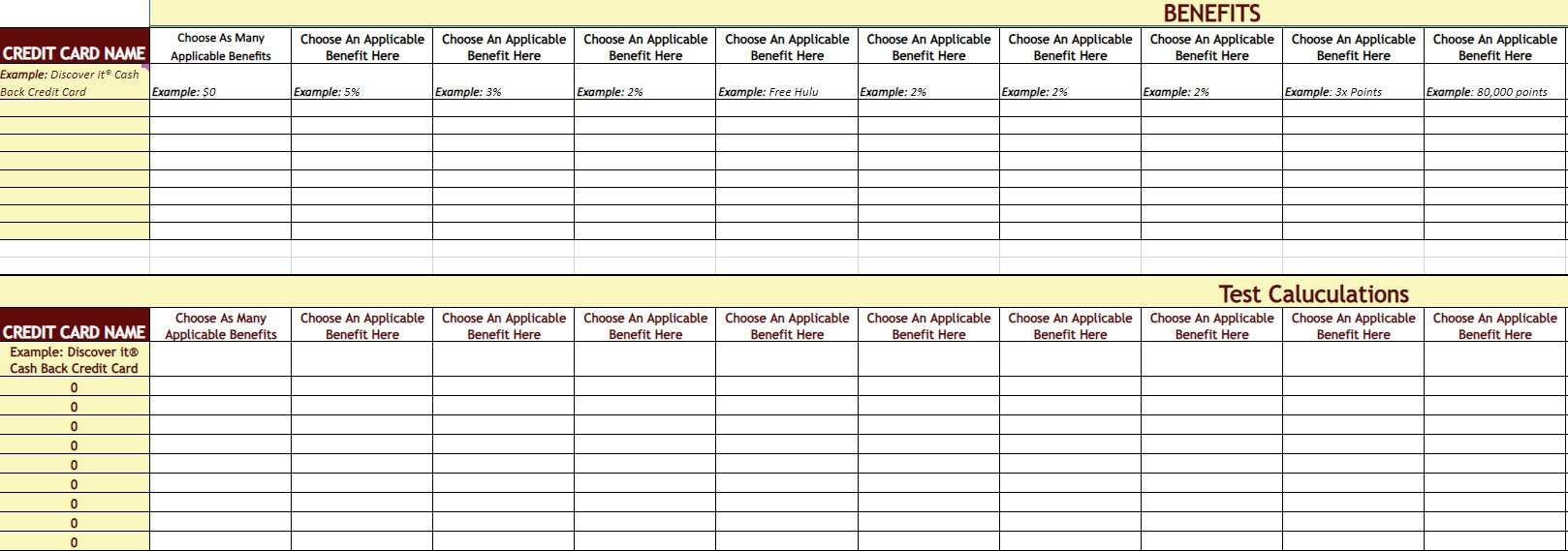 Credit Card Features & Calculator for Anyone| Simple MS Excel File ...