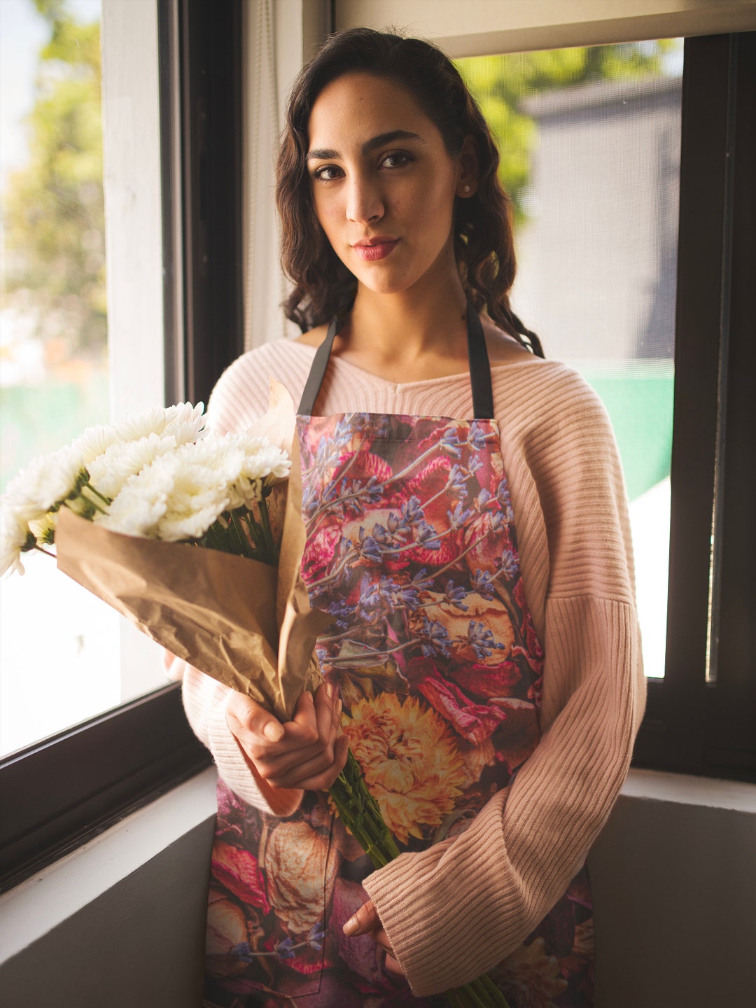 Boho Floral Apron, Plant Kitchen Accessory, Gift for Mom, Cottagecore ...